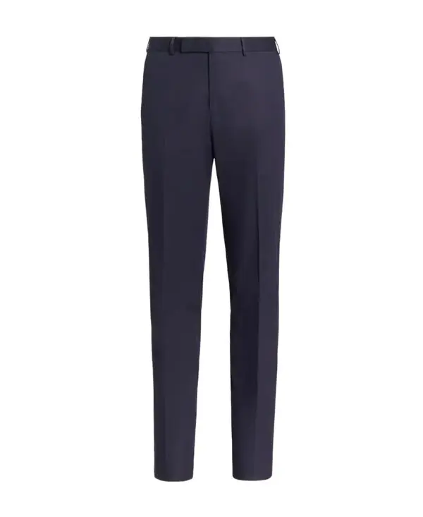 Zegna Navy Cotton Gabardine Slim-fit Trousers