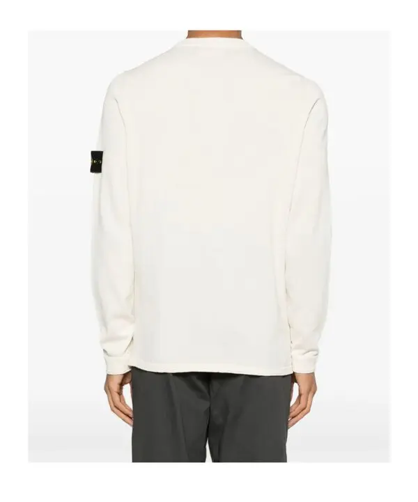 Stone Island Crew Neck Knitted Sweater With Compass Appliqu - Ivory