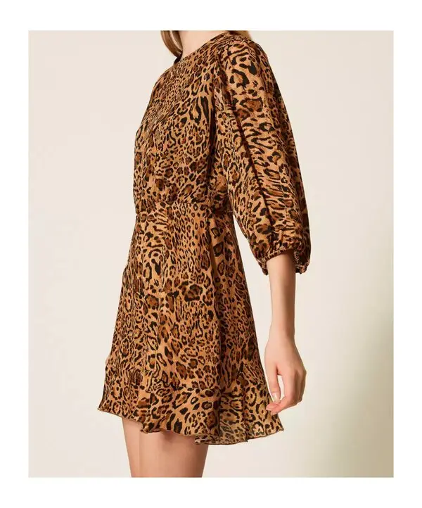 TWINSET Short Jacquard Animal Printed Dress