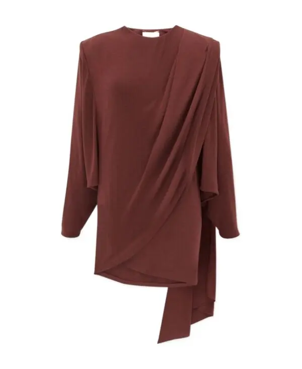 Saint Laurent Draped Asymmetrical Dress - Red