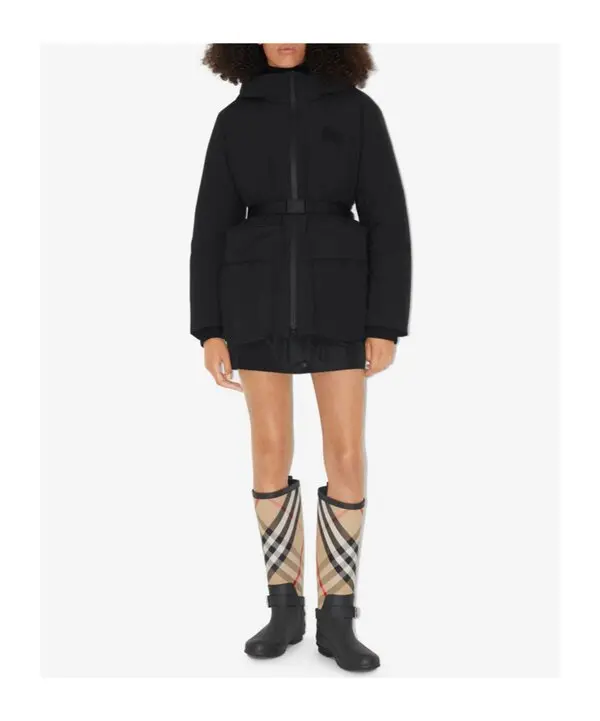 Burberry Hooded Jacket With Belt And Flip Pockets