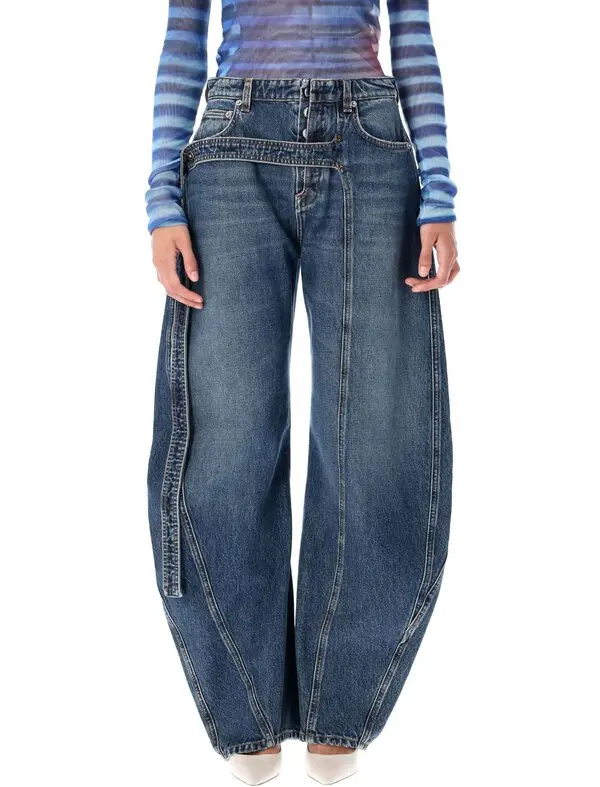 JEAN PAUL GAULTIER Low Waist Belted Denim Balloon Jeans