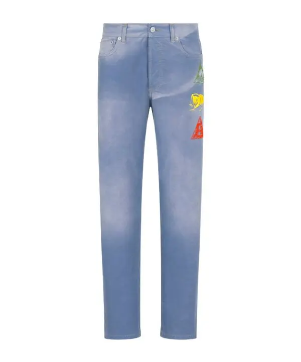 Dior Logo Patch Straight Leg Jeans - Blue