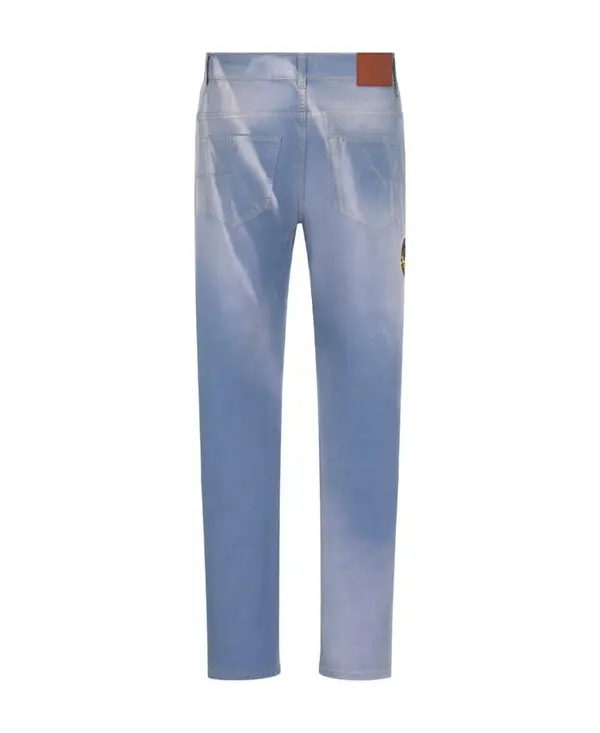 Dior Logo Patch Straight Leg Jeans - Blue