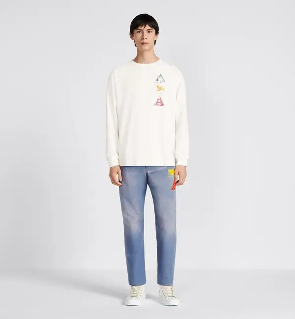 Dior Logo Patch Straight Leg Jeans - Blue