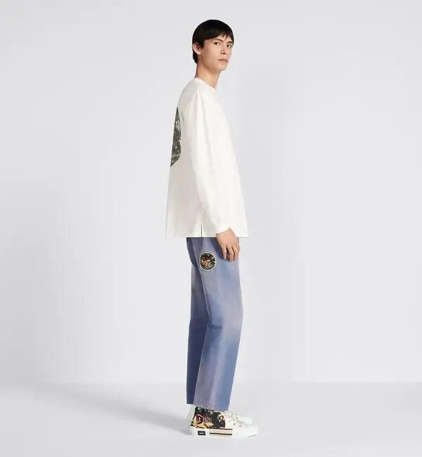 Dior Logo Patch Straight Leg Jeans - Blue