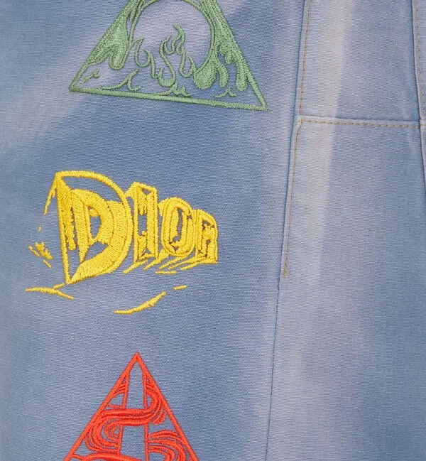 Dior Logo Patch Straight Leg Jeans - Blue