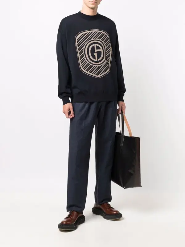 Giorgio Armani Logo Print Knitted Jumper