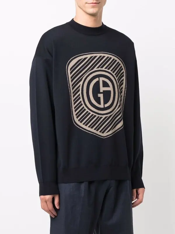 Giorgio Armani Logo Print Knitted Jumper