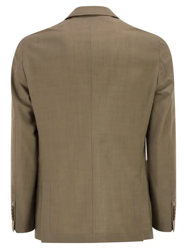 Hugo Boss Double-breasted Jacket With Trimmed Pockets - Brown