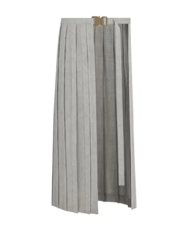 Dior Belted Pleated Skirt - Gray
