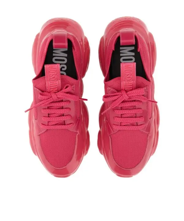 Moschino Lace-up Sneakers With Round Toe And Pull Loops