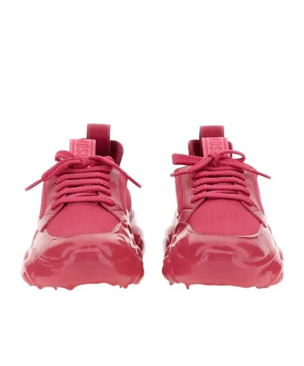 Moschino Lace-up Sneakers With Round Toe And Pull Loops
