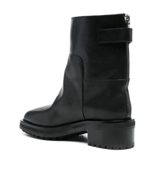 JIMMY CHOO Round-head Short Boots With Back Zipper And Side Buckles - Black