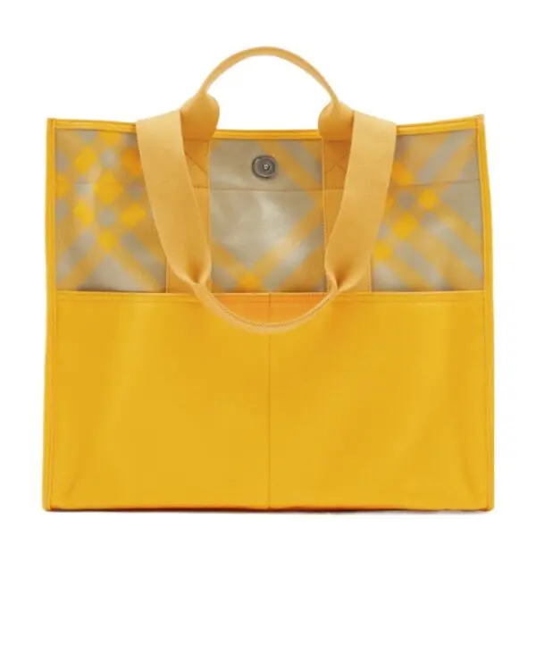 Burberry Plaid-check Top Handle Bag - Yellow