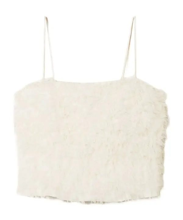 TWINSET Ruffled Tulle Crop Top - White