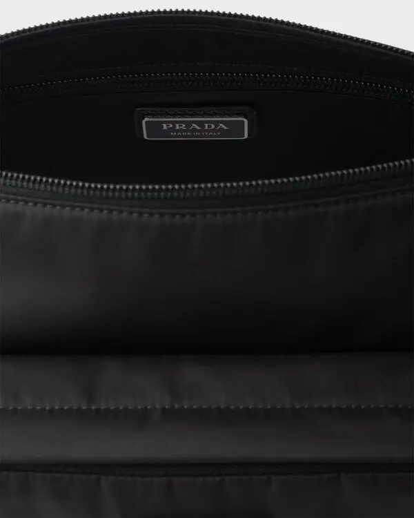 Prada Logo Plaque Zipped Messenger Bag - Black