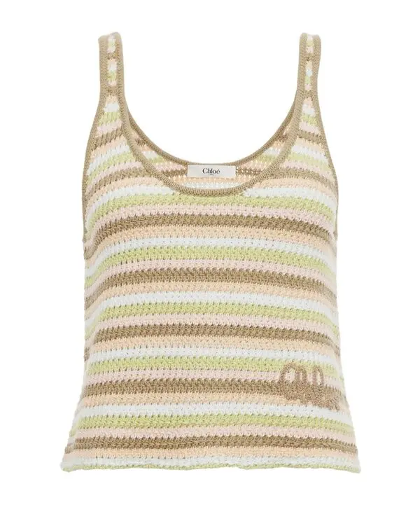 Chloé Crocheted Knit Cropped Tank Top - Nude