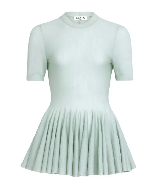 Alaïa Knit Peplum Top - Green