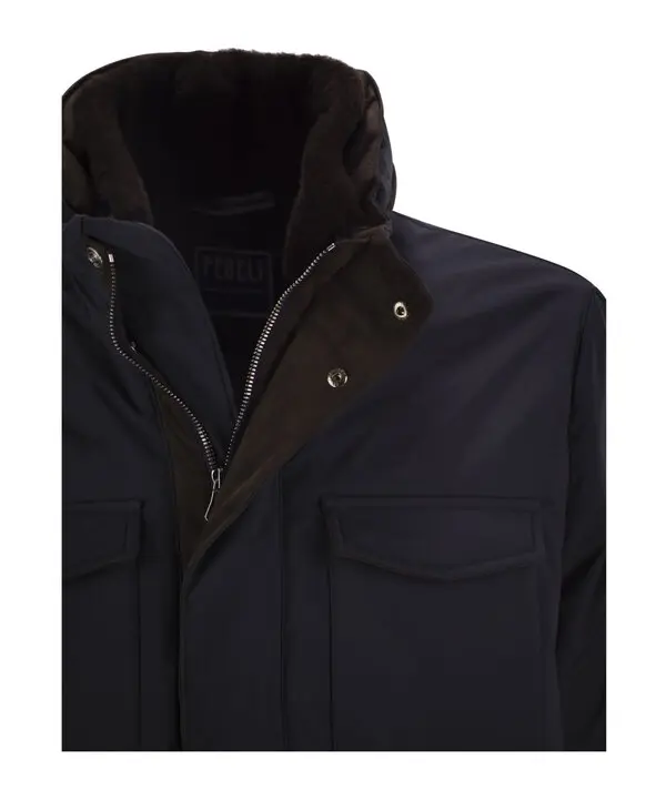 Fedeli Rainstop Safari Jacket With Detachable Wool Collar - Black