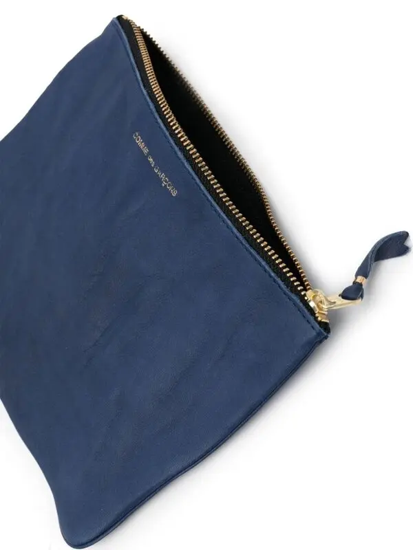 Comme Des Garçons Logo Printed Zip-up Pouch - Blue