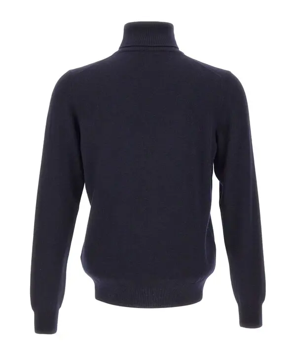 GRAN SASSO Ribbed Turtleneck Long Sleeve Sweater - Black