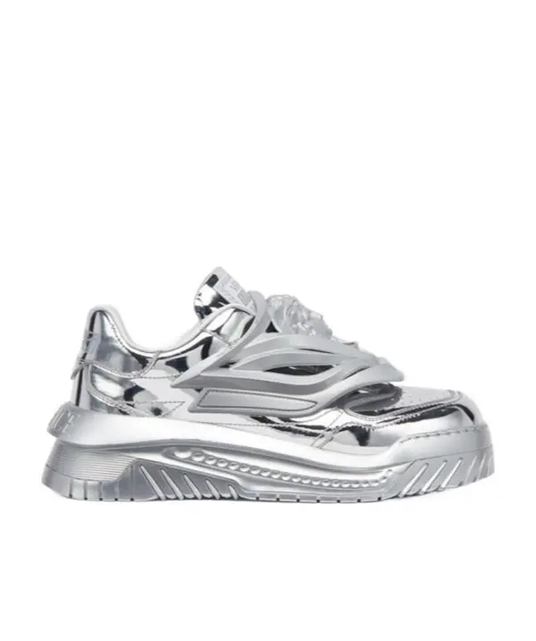 Versace Medusa Metallic Low-top Sneakers - Gray