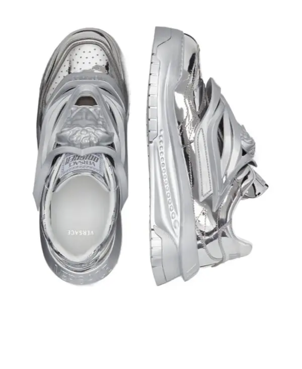 Versace Medusa Metallic Low-top Sneakers - Gray