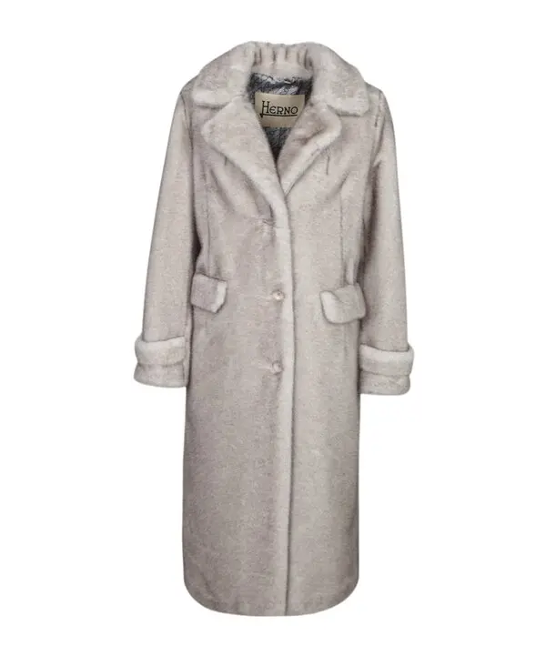 Herno Faux Fur Single Breasted Coat - No