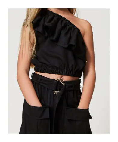 TWINSET One-shoulder Top With Maxi Flounce