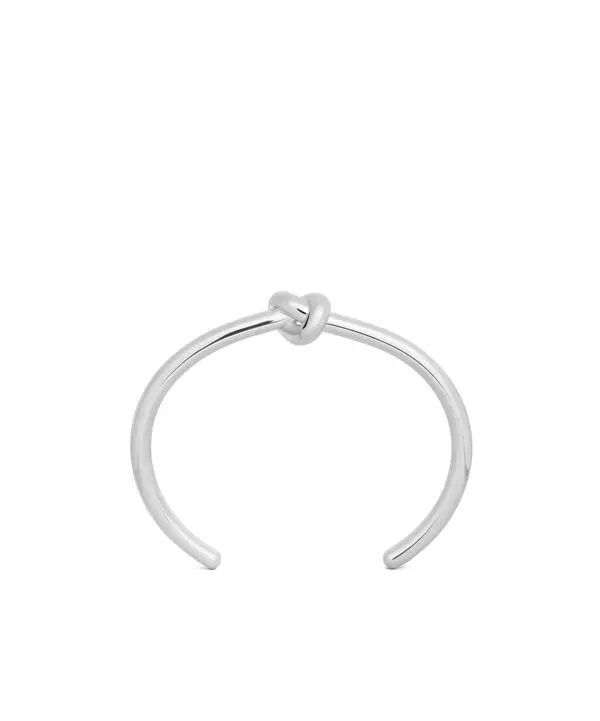Celine Knot Cuff In Brass With Rhodium Finish - White