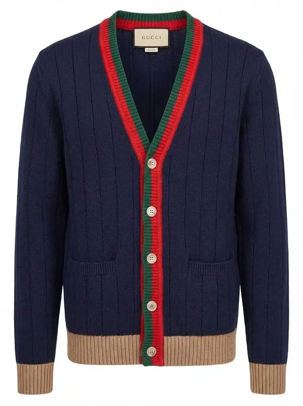 Gucci Web-stripe Wool Cardigan - Black