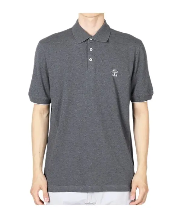 Brunello Cucinelli Logo-embroidered Polo Shirt - Gray