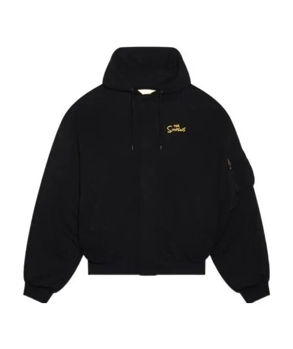Balenciaga The Simpsons Print Oversized Hooded Jacket - Black