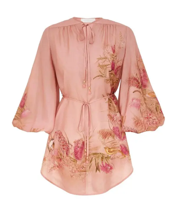 Zimmermann Cascadian Tunic Top - Pink Plants And Flowers