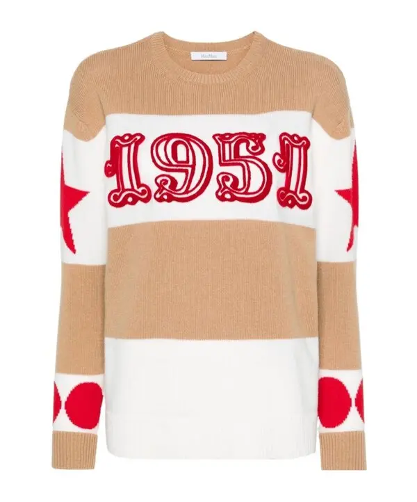 Max Mara Star Patterned Crewneck Jumper - Nude