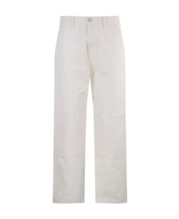 Stone Island Logo-printed Mid-rise Trousers - Plaster