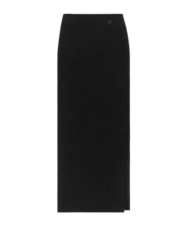 COURREGES Courrèges Tube Ribbed Long Skirt - Black