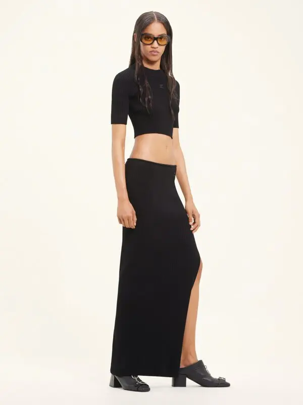 COURREGES Courrèges Ribbed Knit Maxi Skirt With Slit Detail