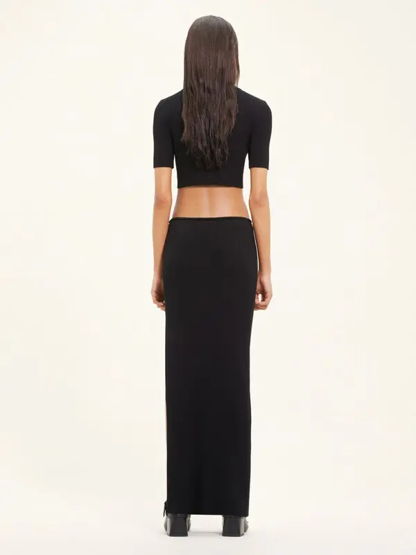 COURREGES Courrèges Ribbed Knit Maxi Skirt With Slit Detail