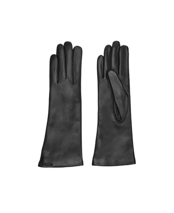 FERRAGAMO Leather Gloves With Embossed Logos - Black