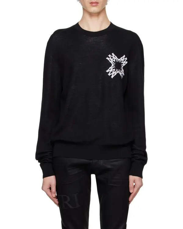Amiri Long-sleeved Sweater With Inlaid Logo Pattern - Black