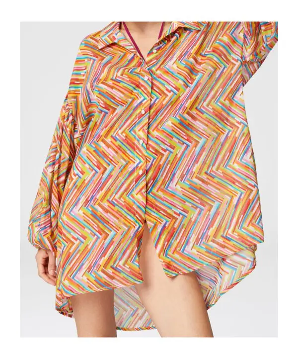 Missoni Printed Long Sleeve Collared Beach Dress