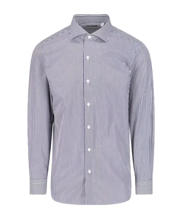 FINAMORE 1925 Striped Button-down Shirt - Gray