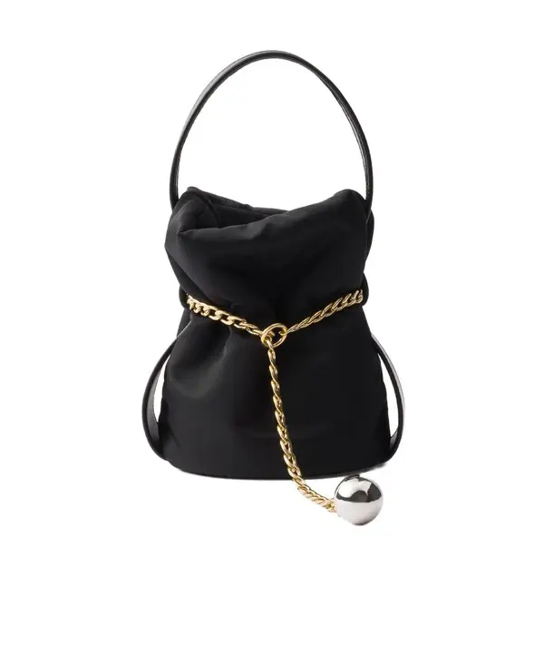Prada Petit Sac Noir Mini Re-nylon And Nappa Leather Bucket Bag - Black