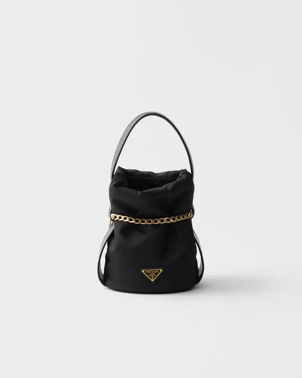 Prada Re-nylon And Nappa Leather Bucket Bag - Black