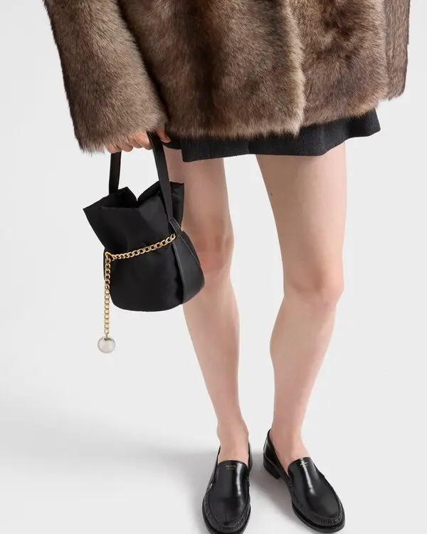Prada Re-nylon And Nappa Leather Bucket Bag - Black