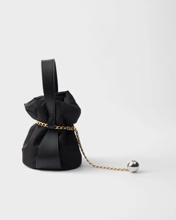 Prada Re-nylon And Nappa Leather Bucket Bag - Black