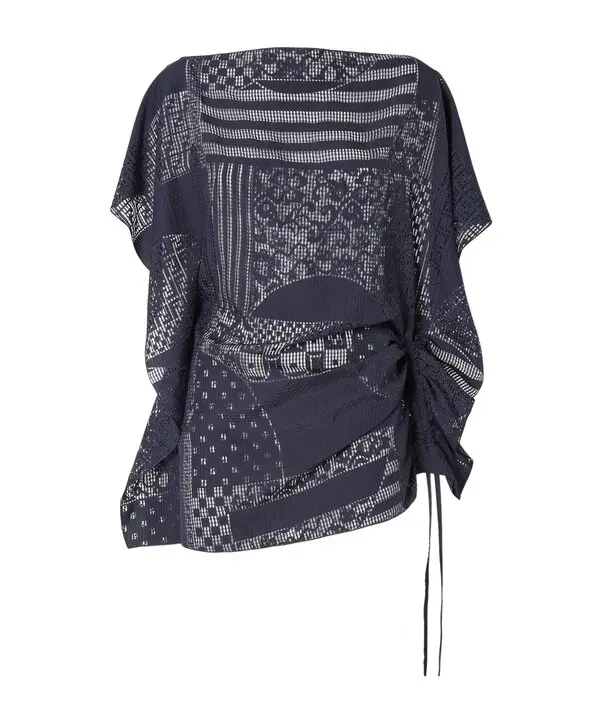 Fendi Boat Neck Asymmetrical Patchwork Top - Blue