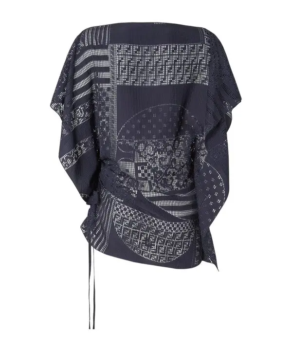 Fendi Boat Neck Asymmetrical Patchwork Top
